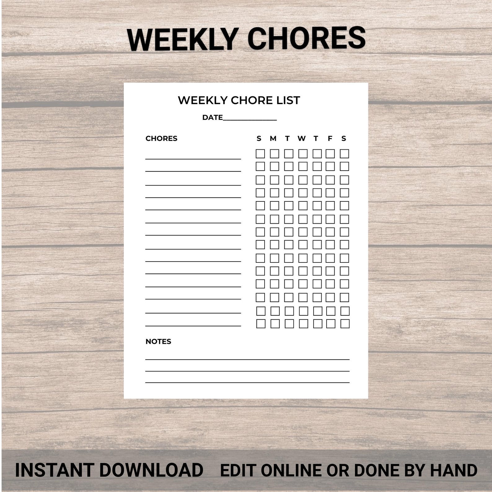 Editable Weekly Chore Chart, Kids Daily Routine Checklist, Kids Chore ...