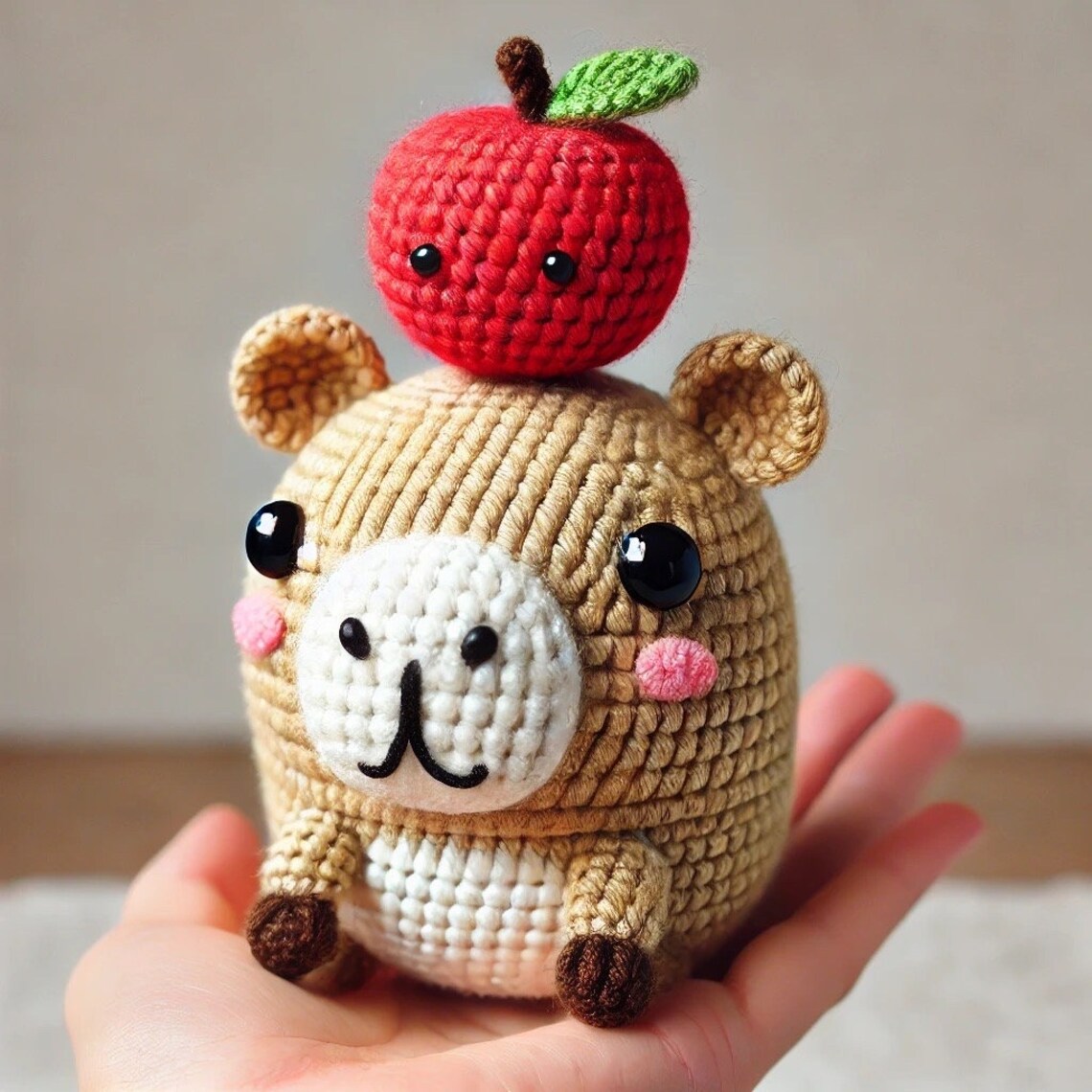 Cute Crocheted Capybara With Apple - Etsy