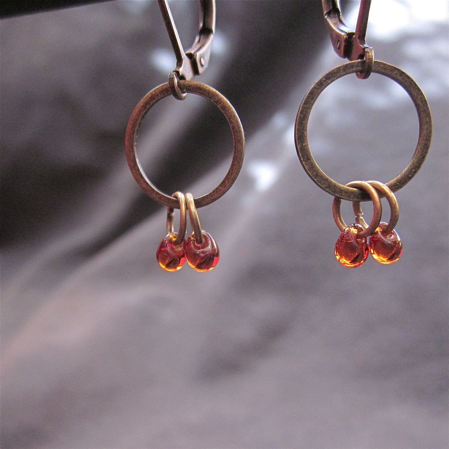Tiny Drop Amber Dangle Earrings - Etsy
