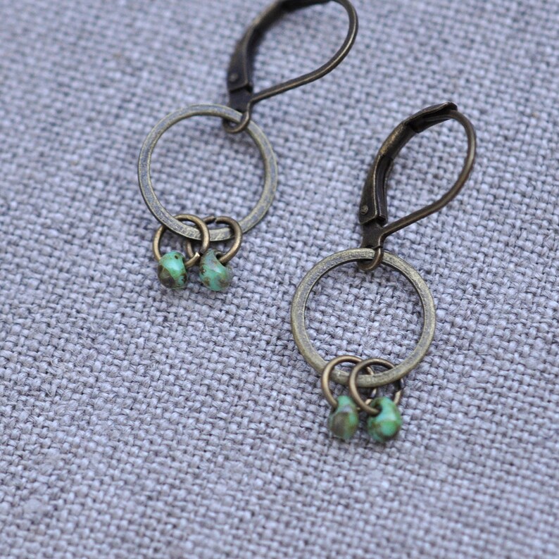 Tiny Turquoise Glass Drop Dangle Hoop Earrings - Etsy