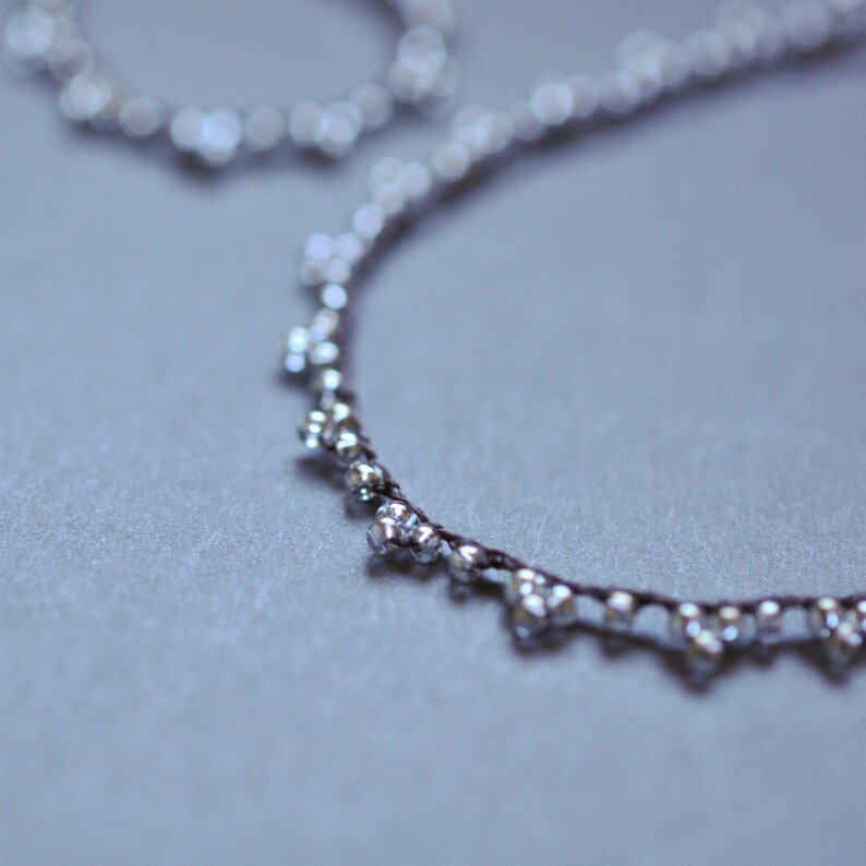 Shiny Silver and Brown beaded crocheted everyday necklace | Etsy