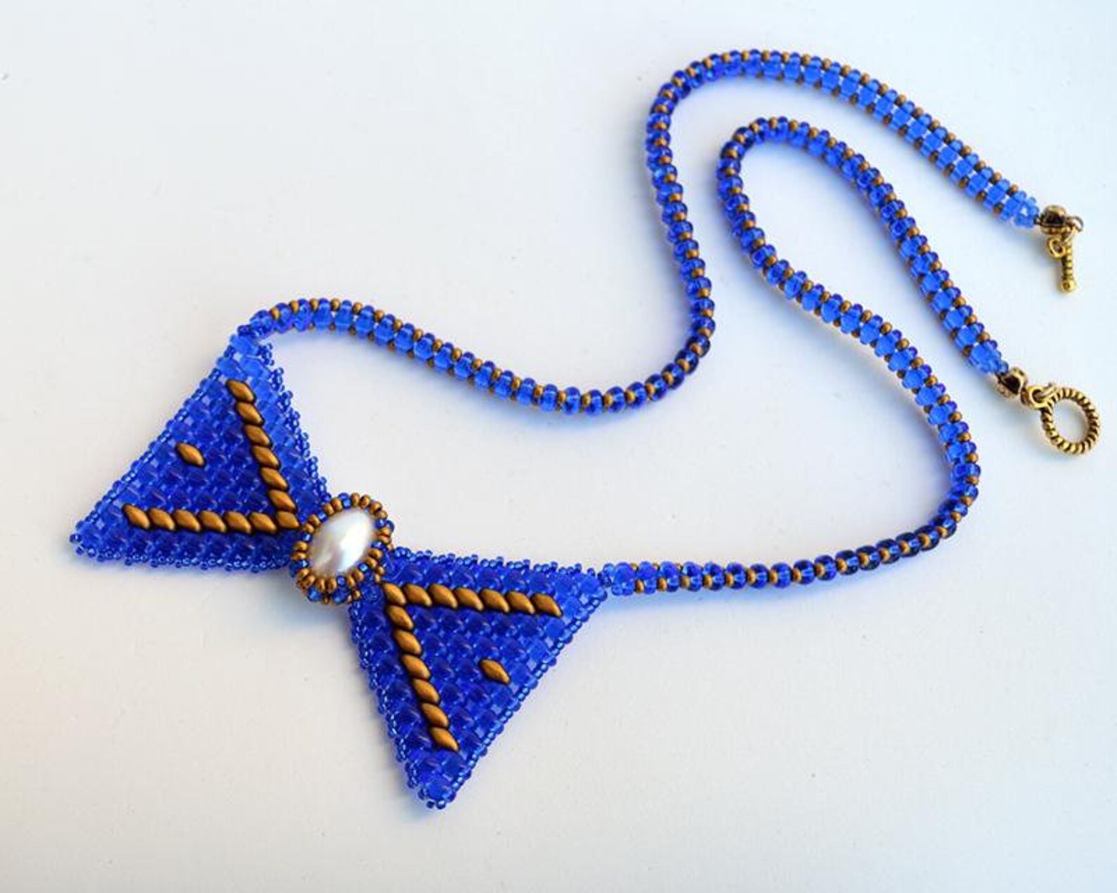 Tutorial: Bow Tie Bracelet and Necklace Bead Weaving Pattern Beading ...