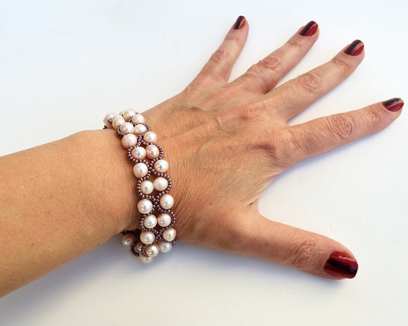 Tutorial: Double Row Pearls Bracelet Step by Step Instructions for ...