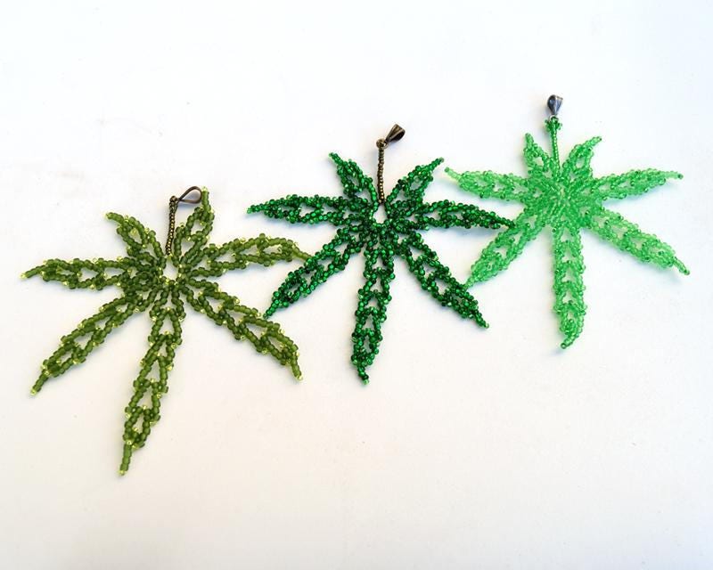 Tutorial: Pot Leaf Pendant Hemp Leaf Pendant Beading Instructions ...