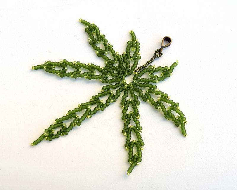 Tutorial: Pot Leaf Pendant Hemp Leaf Pendant Beading Instructions Beading Pattern Beaded Pendant ...