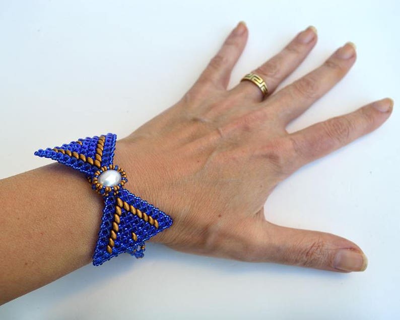 Tutorial: Bow Tie Bracelet and Necklace Bead Weaving Pattern Beading ...