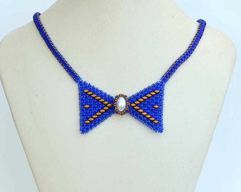 Tutorial: Bow Tie Bracelet and Necklace Bead Weaving Pattern Beading ...