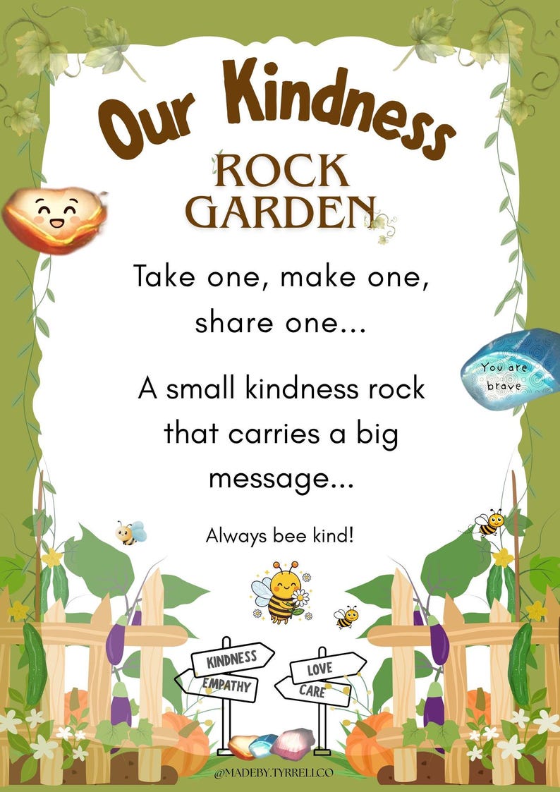 Kindness Rock Garden - Sign and Instructions - Etsy