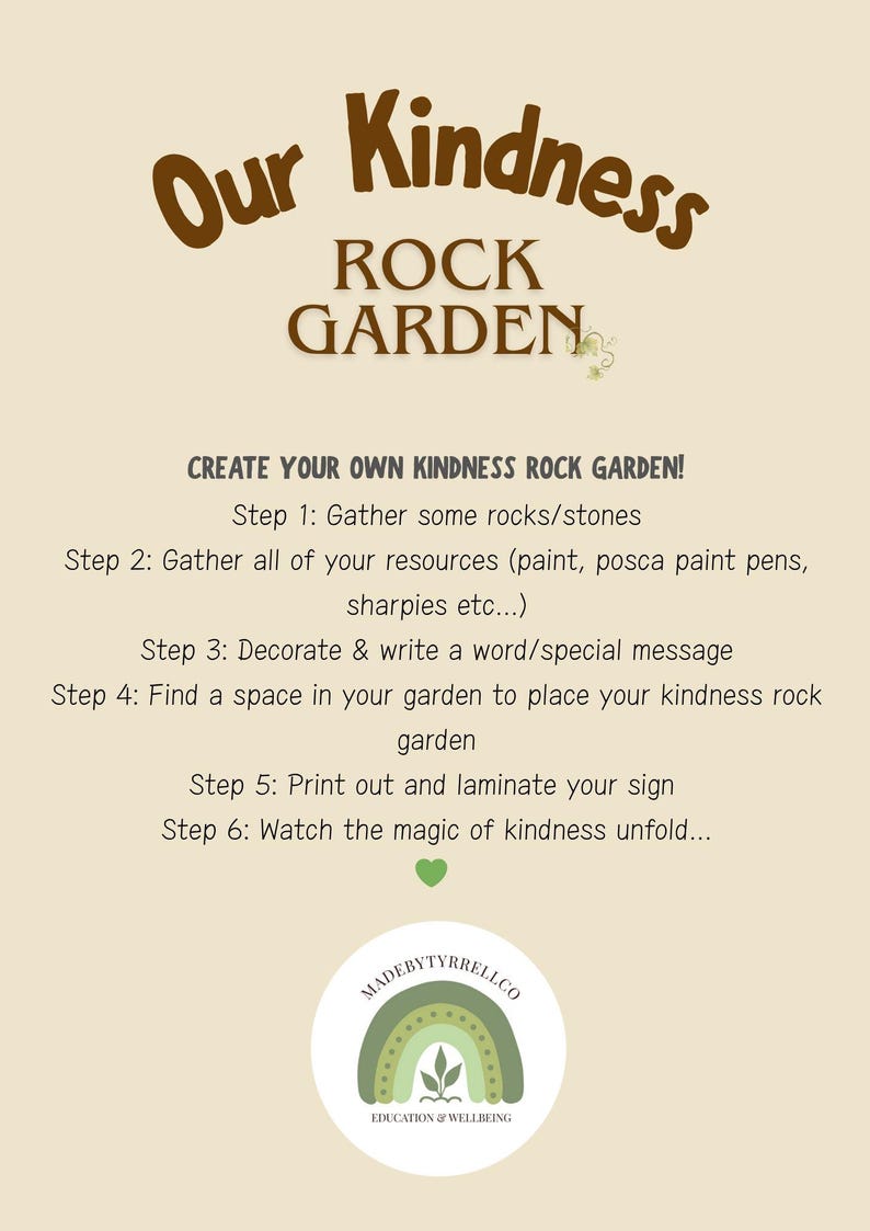 Kindness Rock Garden - Sign and Instructions - Etsy