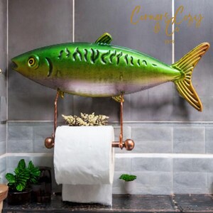 Handcrafted Koi Fish Toilet Paper Holder and Towel Rack, Unique Wall ...