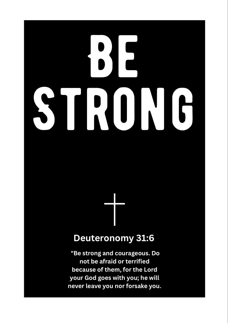 Be Strong - Deuteronomy 31:6 - Digital Print - Bible Verse Wall Art - Etsy