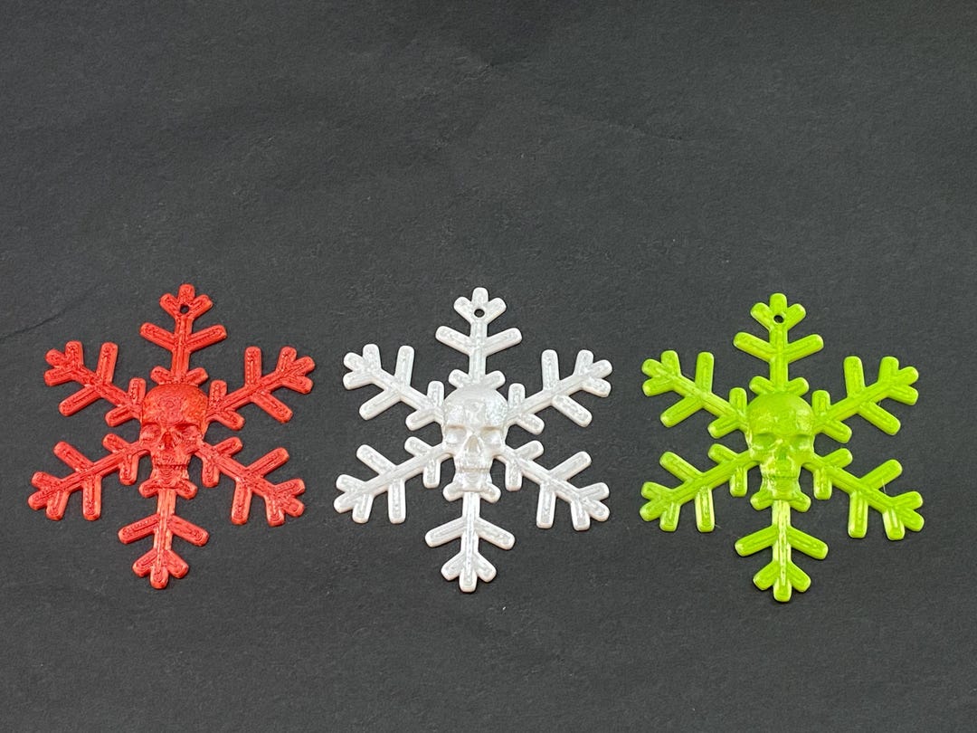 Set of 12 Gothic Skull Snowflake Ornaments – Shimmery Winter Decor ...