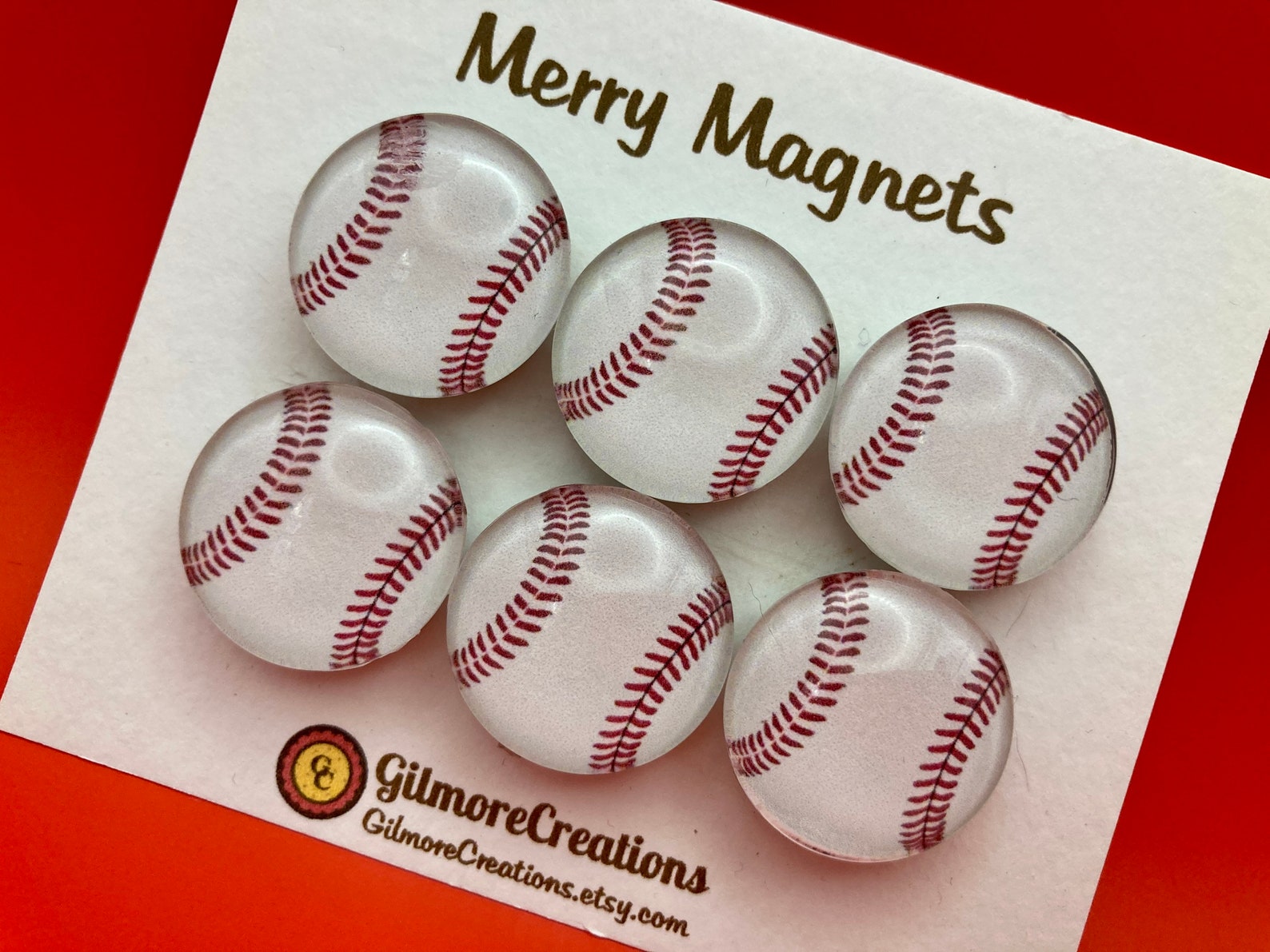 Set of Glass Fridge Magnets baseball - Etsy