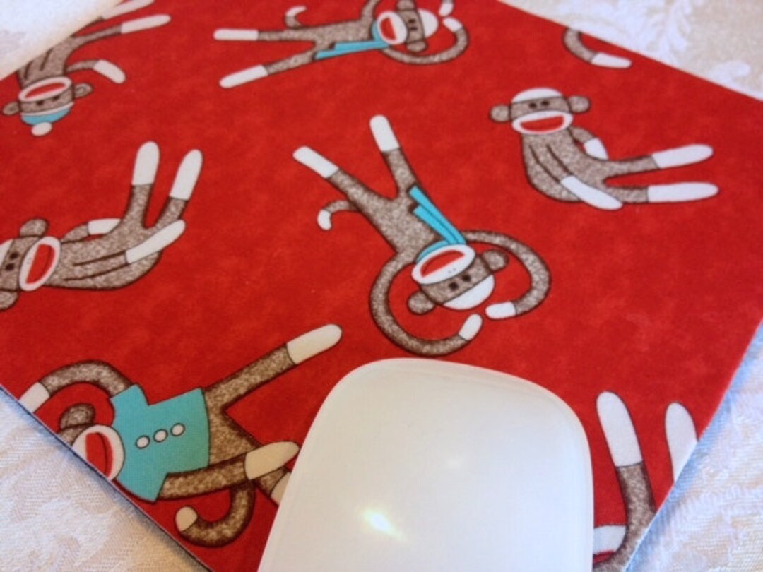 Mouse Pad, Computer Mouse Pad, Fabric Mousepad Sock Monkeys - Etsy