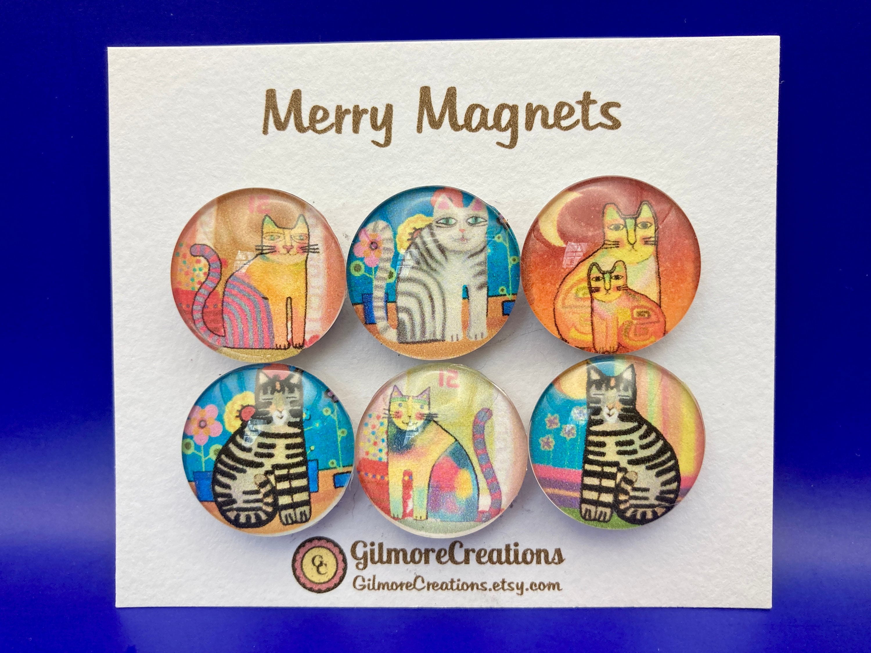 Set of Glass Magnets "funky Cats” - Etsy
