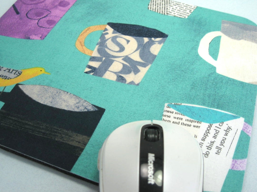 Mouse Pad, Computer Mouse Pad, Fabric Mousepad Painted Cups - Etsy