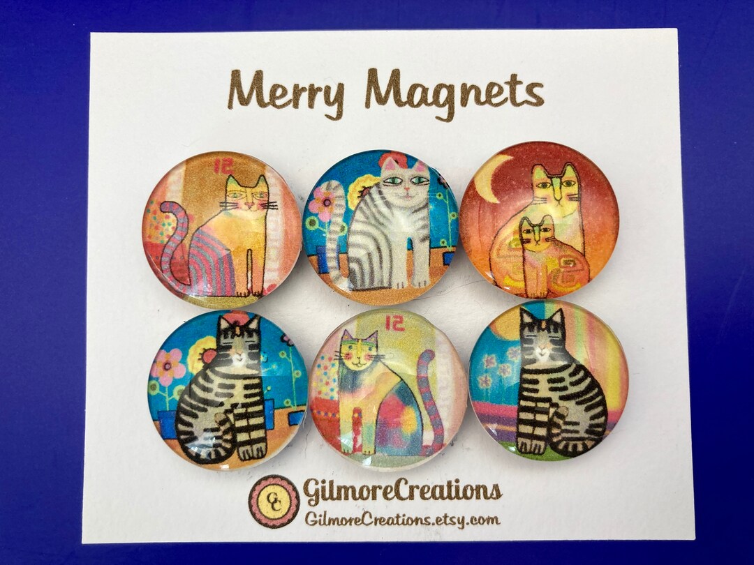Set of Glass Magnets "funky Cats” - Etsy