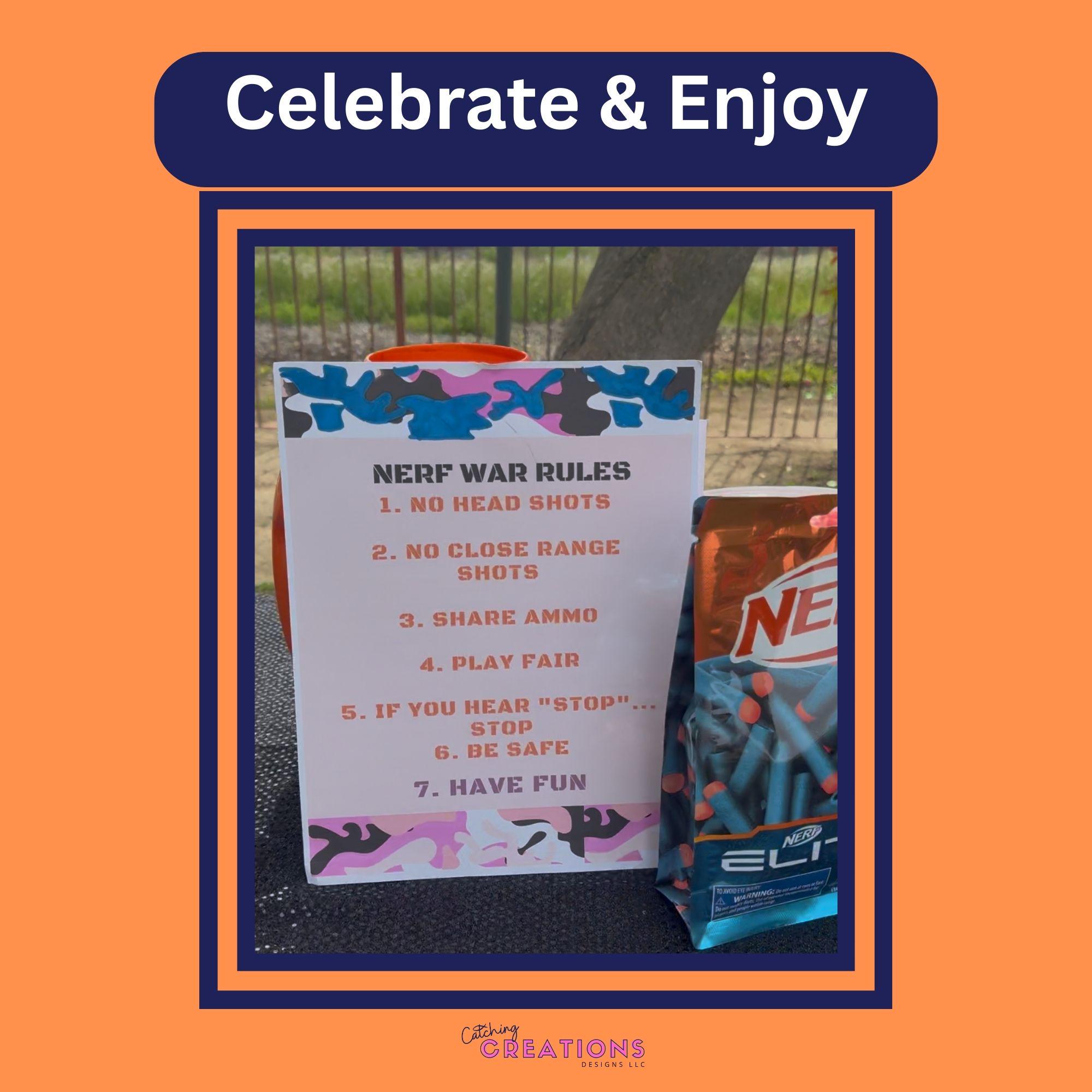 Nerf War Rules Sign – Printable Birthday Party Decor (PDF, JPG, PNG) - Etsy