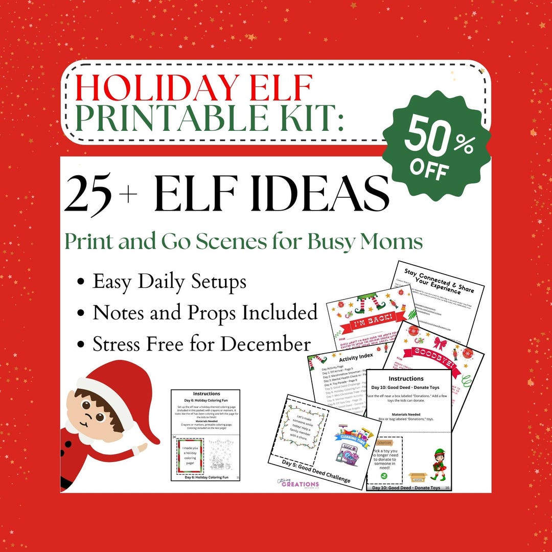 Holiday Elf Printable Kit | 25+ Elf Ideas for December | Daily Setups ...