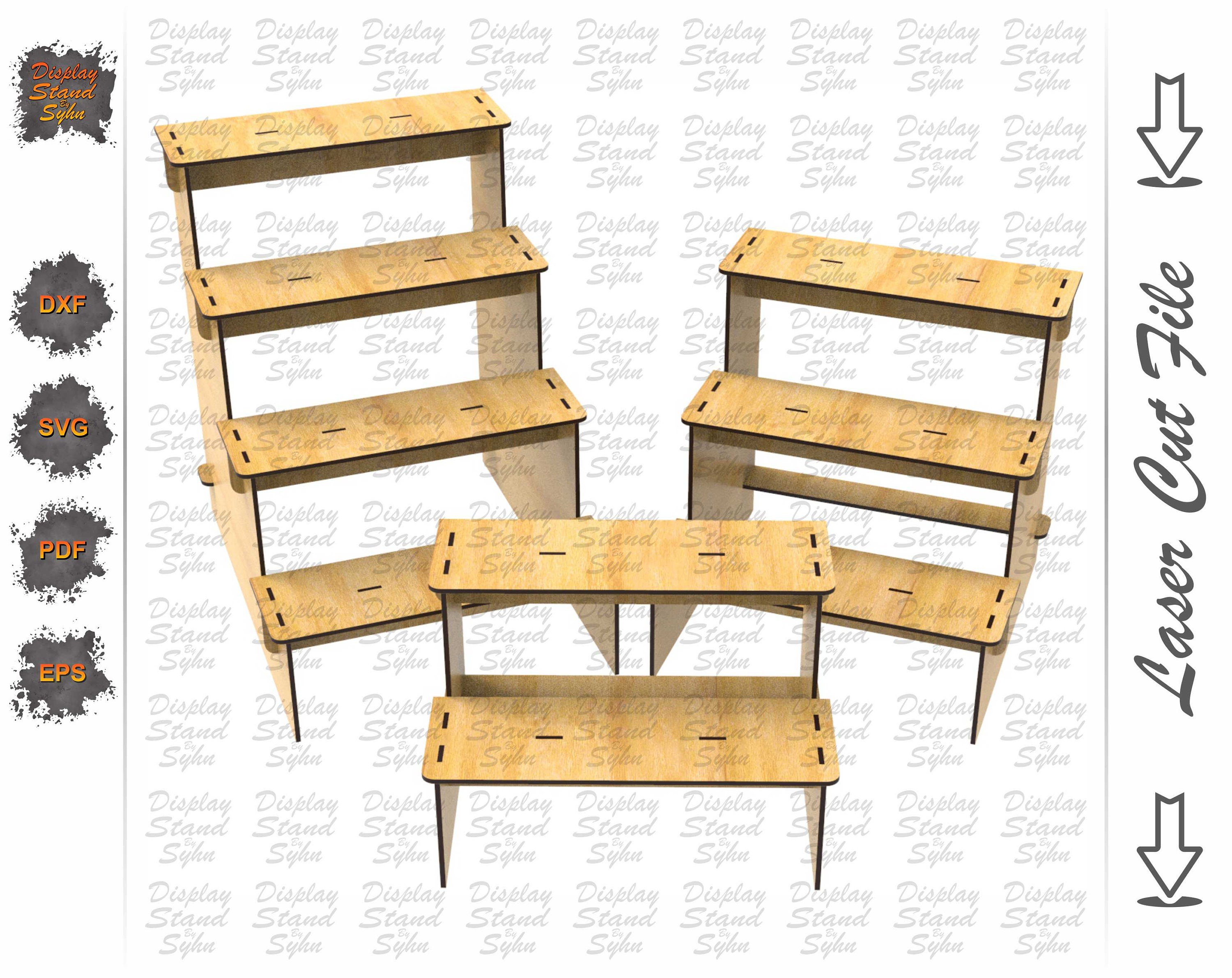 Laser Cut Ladder Stand for Cupcakes SVG, Staggered Bakery Stand DXF ...