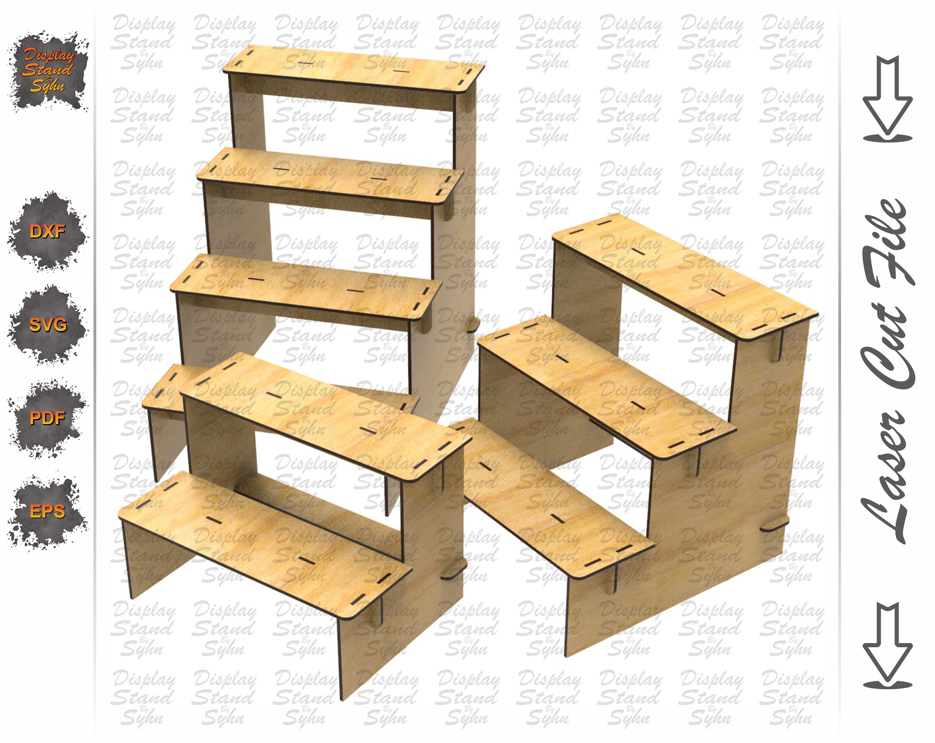 Laser Cut Ladder Stand for Cupcakes SVG, Staggered Bakery Stand DXF ...