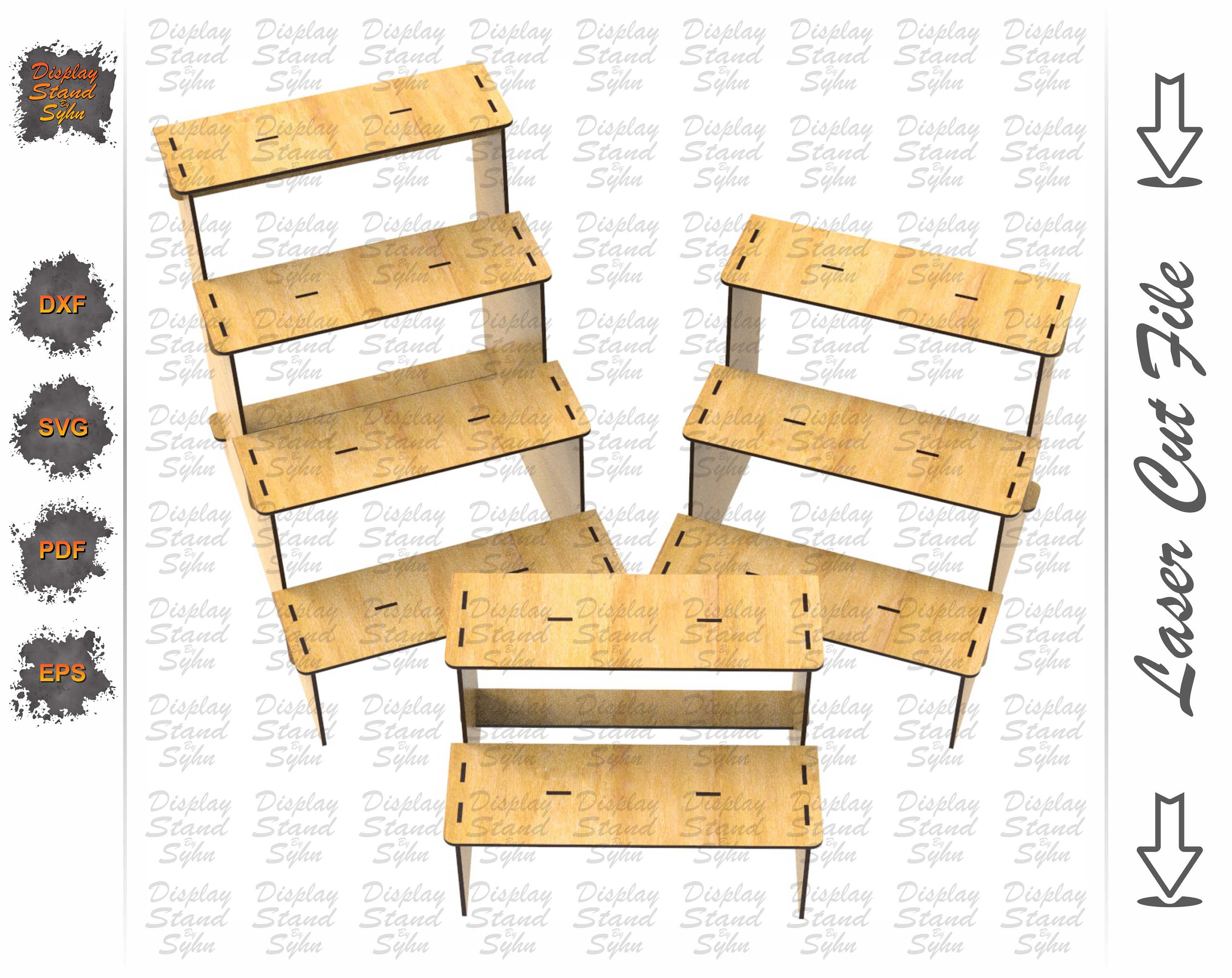 Laser Cut Ladder Stand for Cupcakes SVG, Staggered Bakery Stand DXF ...