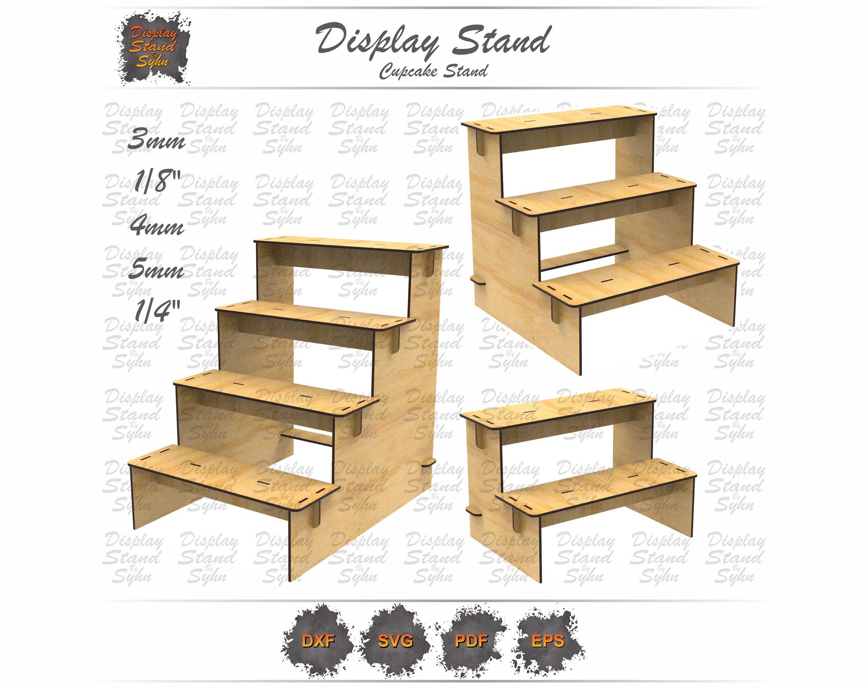 Laser Cut Ladder Stand for Cupcakes SVG, Staggered Bakery Stand DXF ...