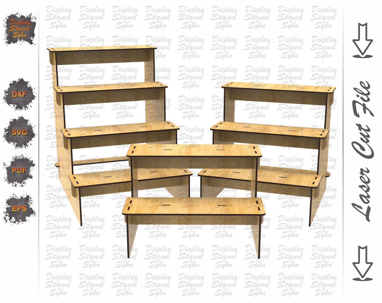 Step Display Stand Laser Cut File – 3 Size Options - Etsy