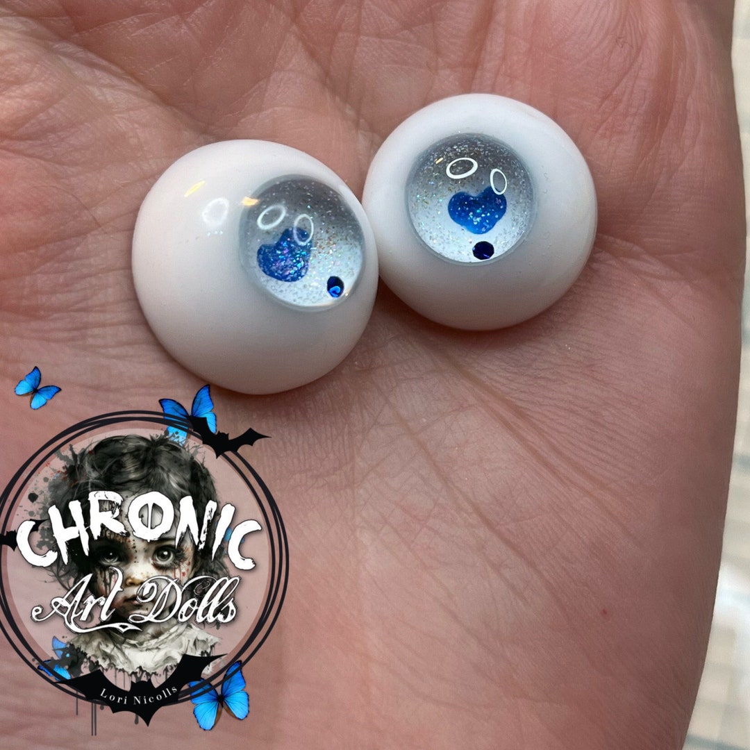 Chronic Art Dolls ready to Ship Blue Heart Hand Sculpted Doll Eyes for Alternative Reborn Dolls ...