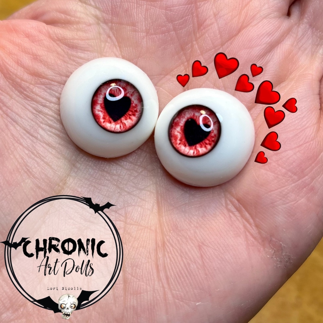 Resin Red Heart Doll Eyes by Chronic Art Dolls for Reborn & BJD Eyes ...