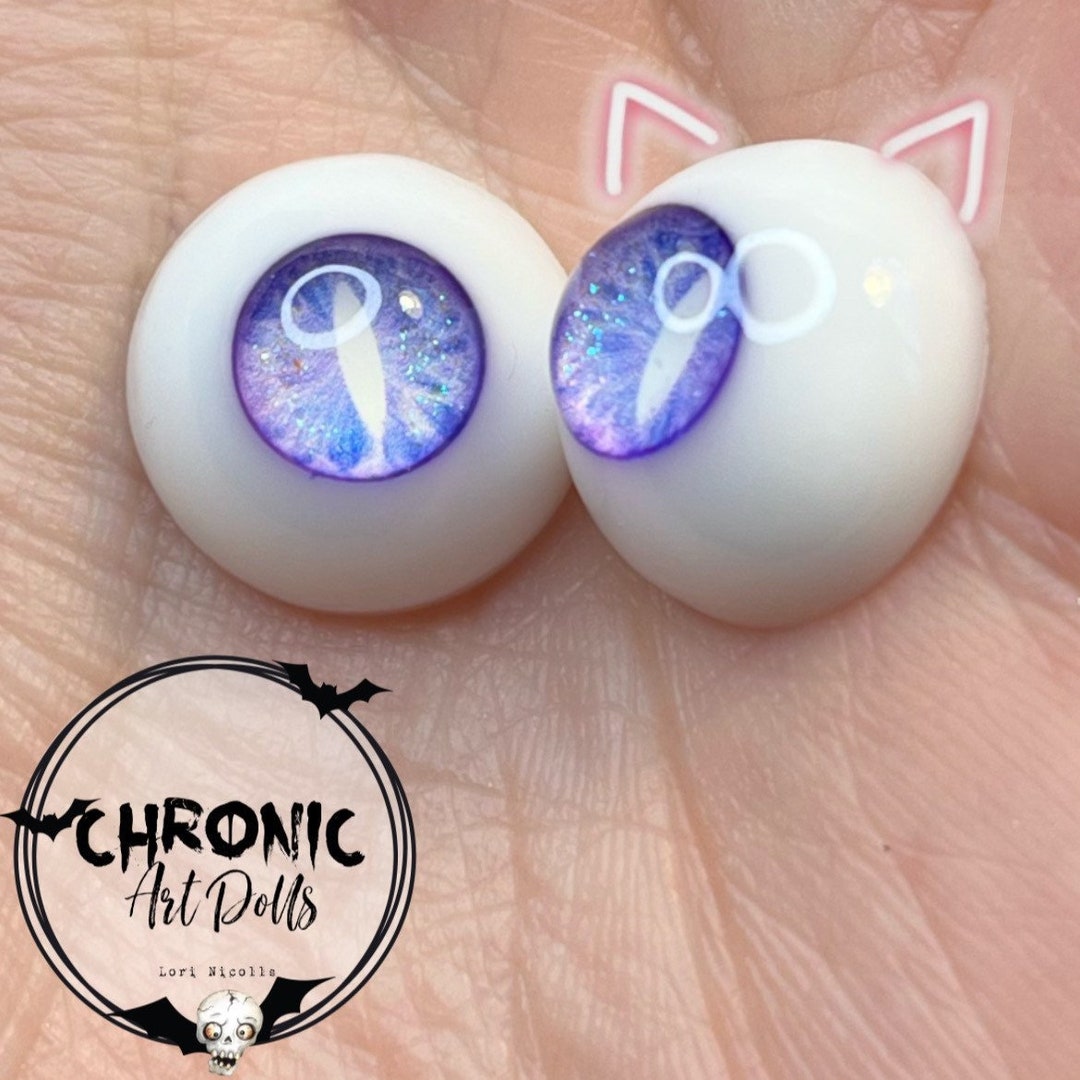 Lavender Blue Cat, Dragon or Creature Eyes With White Pupil for Reborn ...