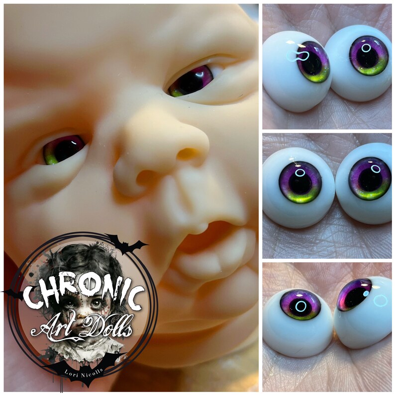 Chronic Art Dolls Resin Violet and Green Fantasy Eyes for Reborn Dolls ...