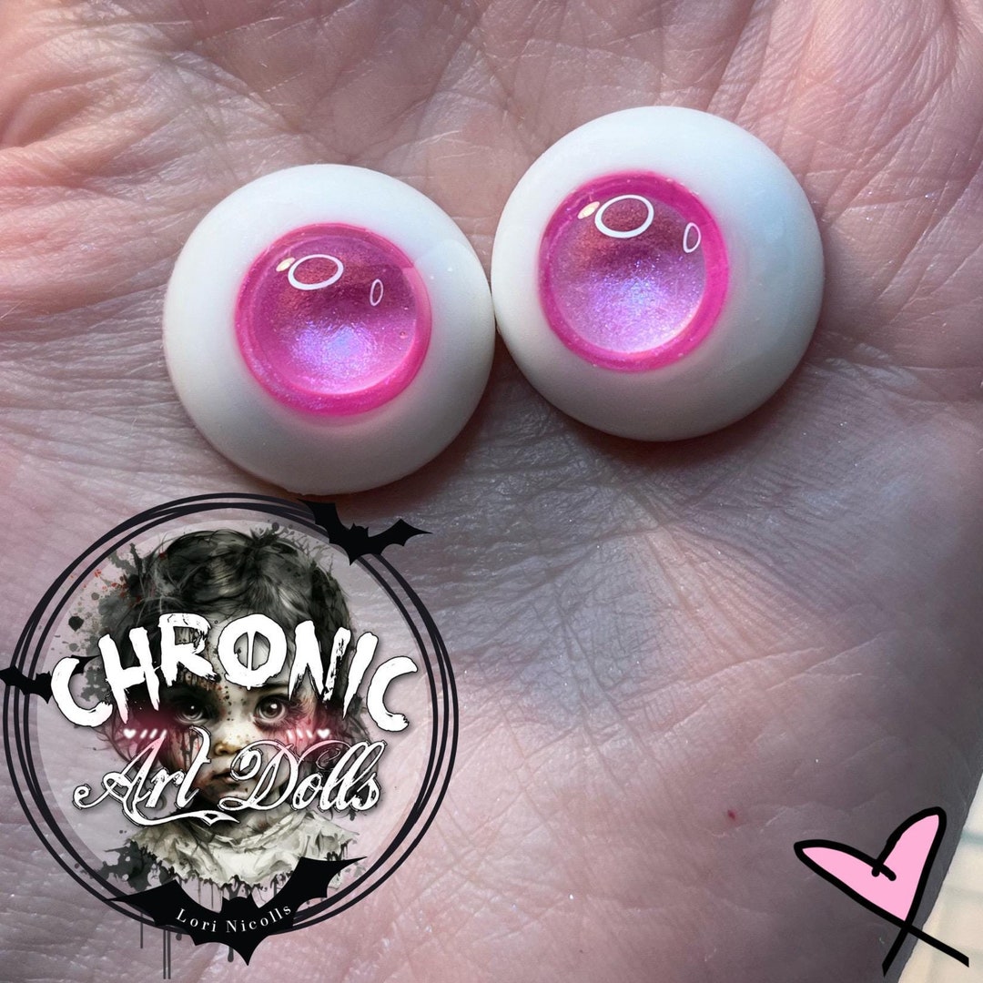 Chronic Art Dolls Bubblegum Hot Pink Resin Fantasy Eyes for Reborn & BJD Dolls **FREE Shipping ...