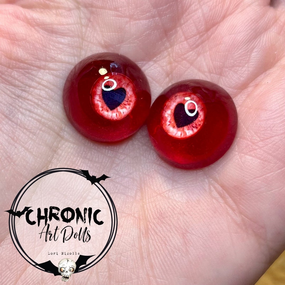 Chronic Art Dolls Resin Eyes, Double Red Hearts, for Reborn & BJD Dolls * FREE 1st Class ...