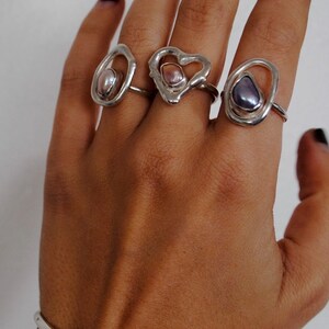 Raw Pearl Ring, Sterling Silver Ring, Made-to-order Ring, Organic Ring ...
