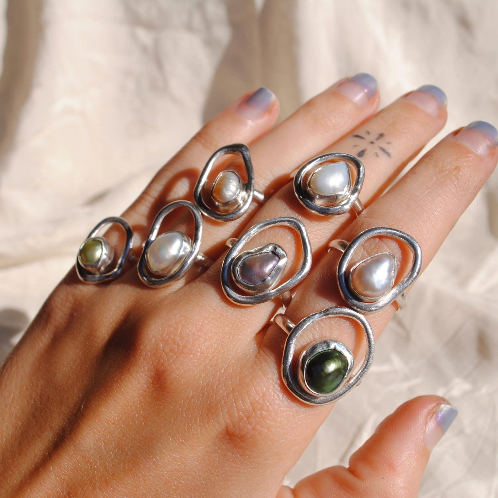 Raw Pearl Ring, Sterling Silver Ring, Made-to-order Ring, Organic Ring ...