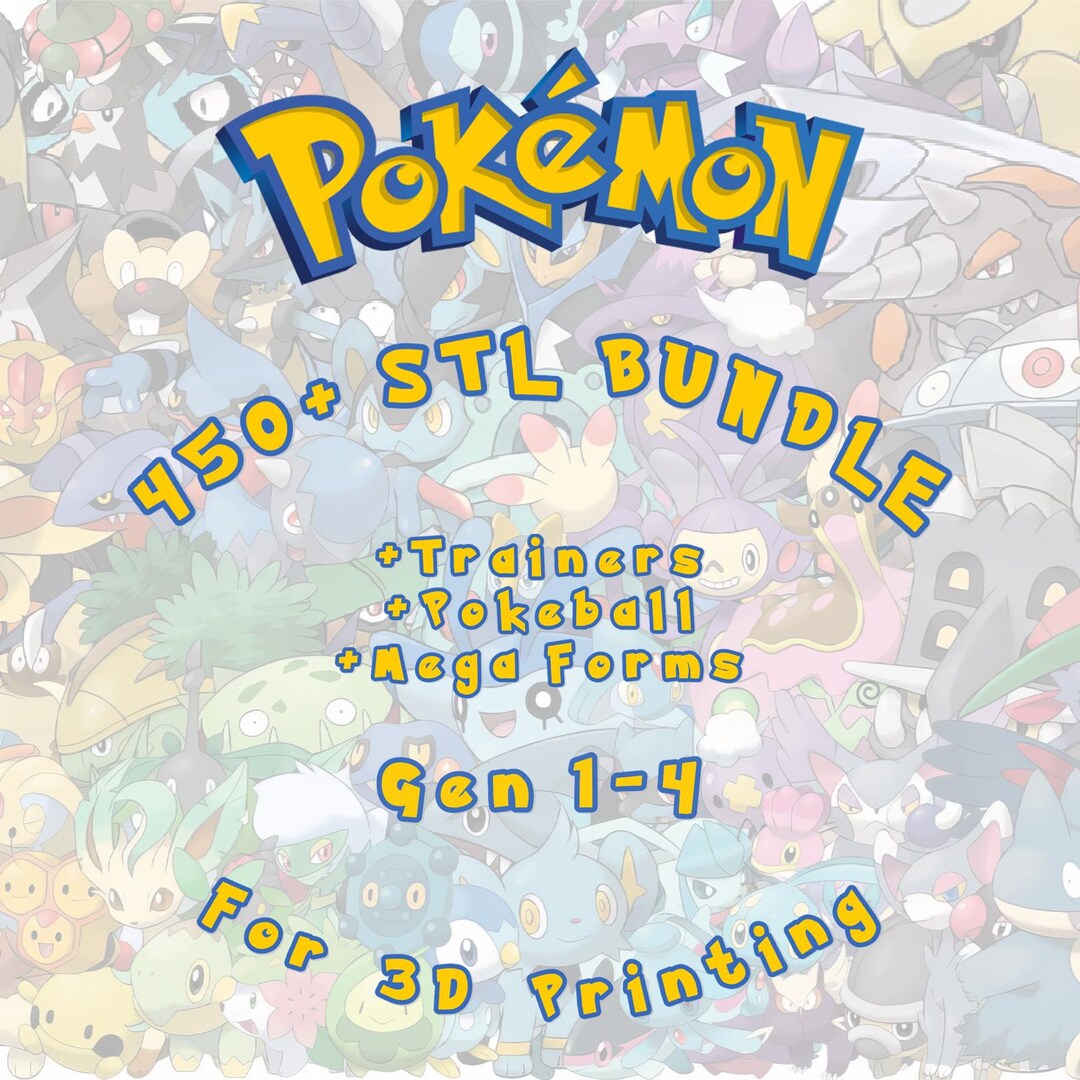 Huge 450 Pokemon STL File Bundle for 3D Printing Gen 1-4 and Many ...