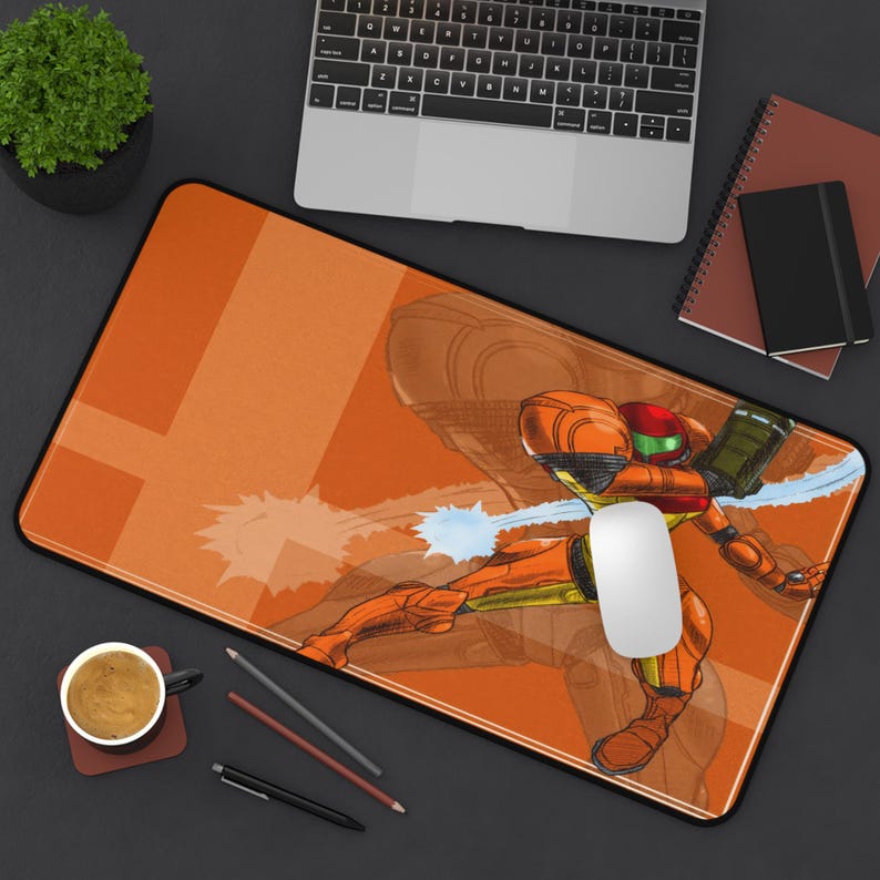 Samus Fighting Orange Desk Mat for Gaming Computer Fan Art N64 Retro ...