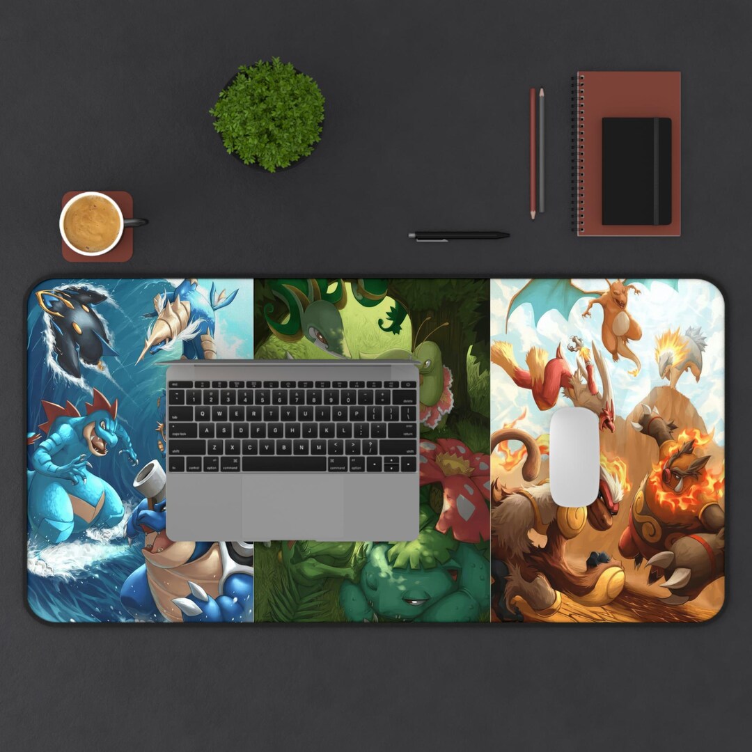 Original Starters Trio Desk Mat for Gaming Computer Fan Art Pocket ...