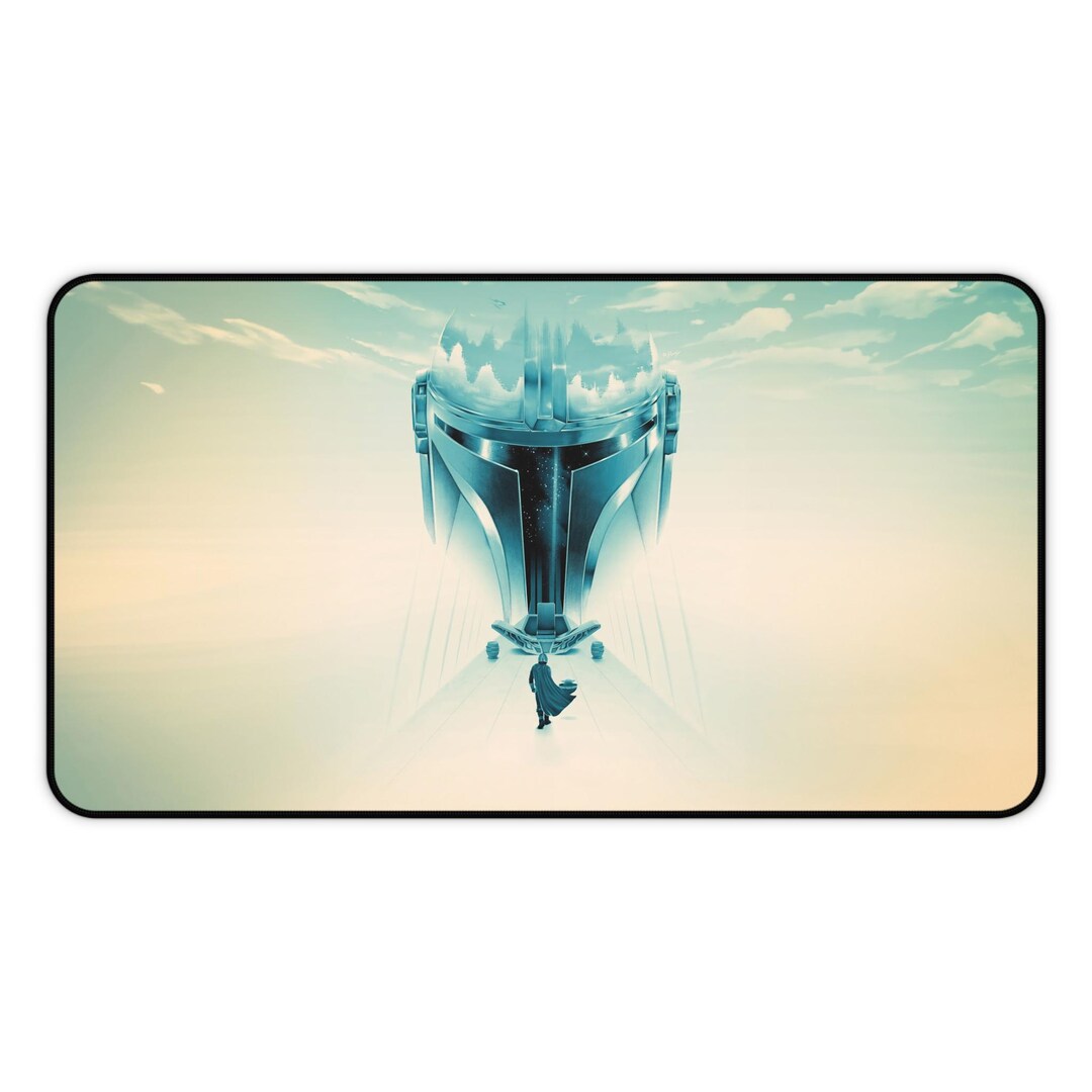 Mandalorian Grogu Helmet Desk Mat for Gaming Computers Fan Art Space ...