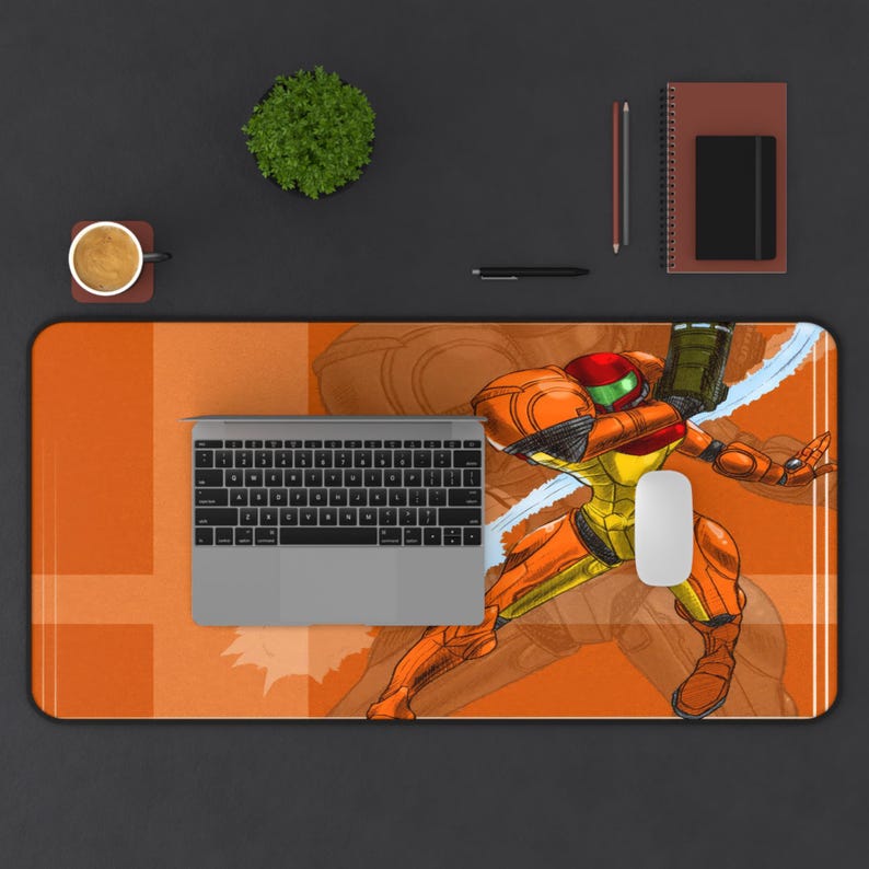 Samus Fighting Orange Desk Mat for Gaming Computer Fan Art N64 Retro ...