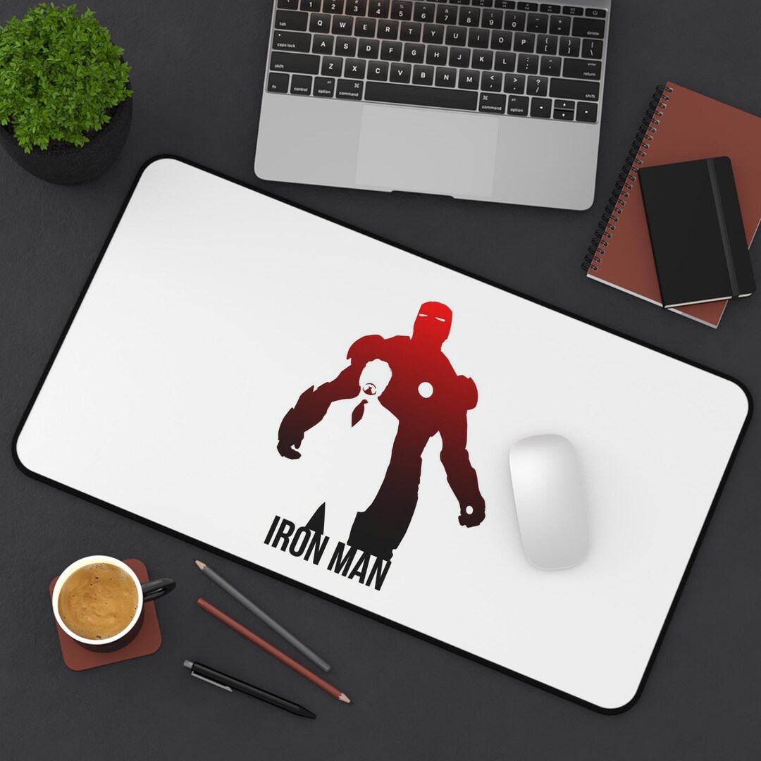 Iron Man Silhouette Outline Desk Mat for Gaming Computer Fan Art Pocket ...
