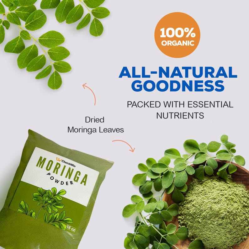 Raw Organic Moringa Powder: Ghana Superfood, Vitamins A, C, E & K - Etsy