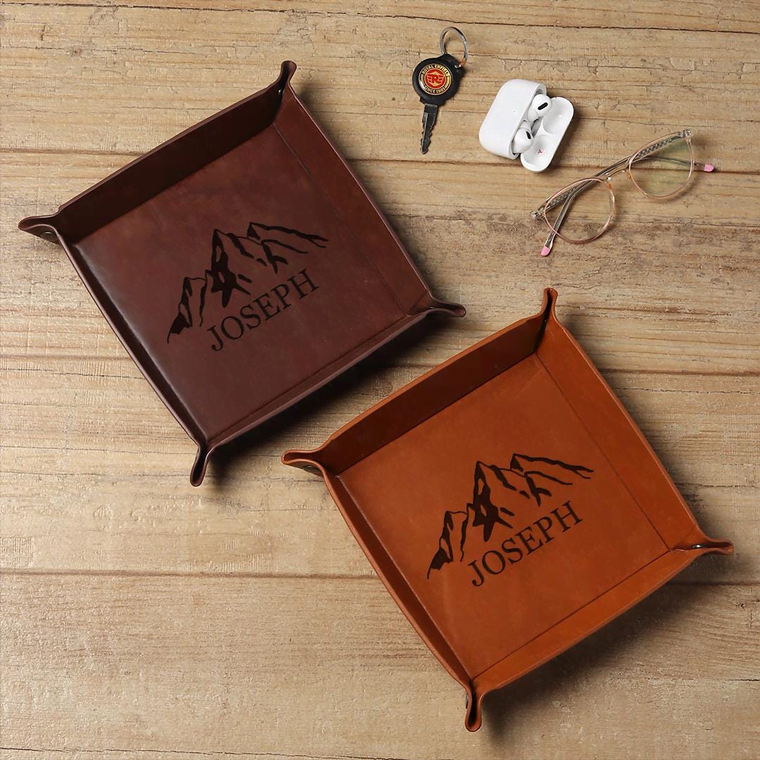 Custom Leather Valet Tray, Personalized Engraved Leather Tray ...