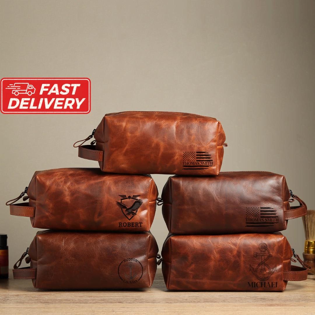Custom Leather Military Toiletry Bag, Personalized Army Gift ...
