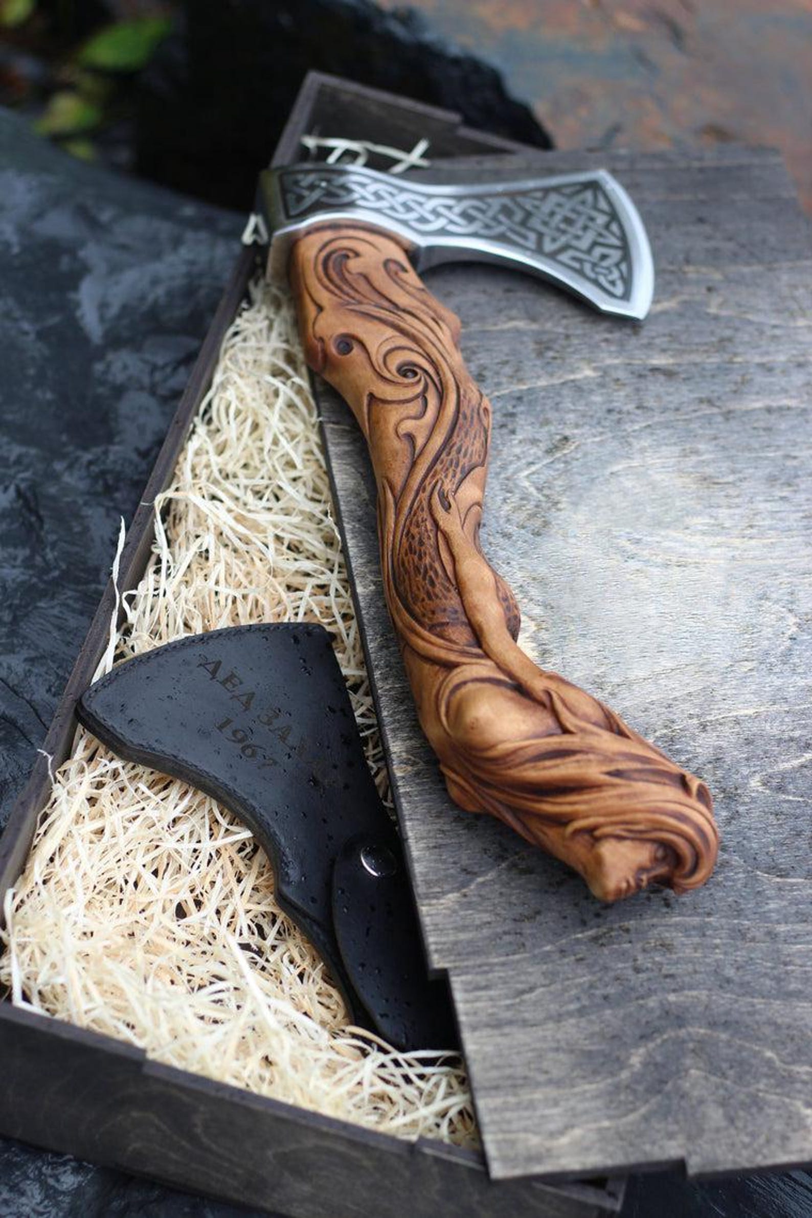 Beautiful Mermaid Viking Axe, Custom, Handmade Celtic Norse Axe, Gift ...