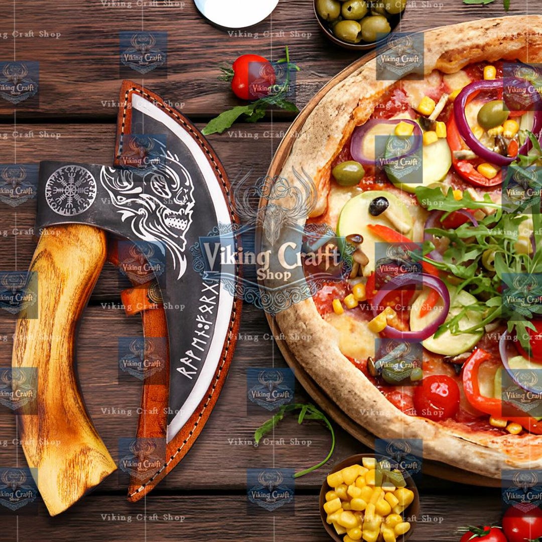Viking Pizza Cutter Axe, Custom Hand Forged Bearded Axe, Unique Camping ...