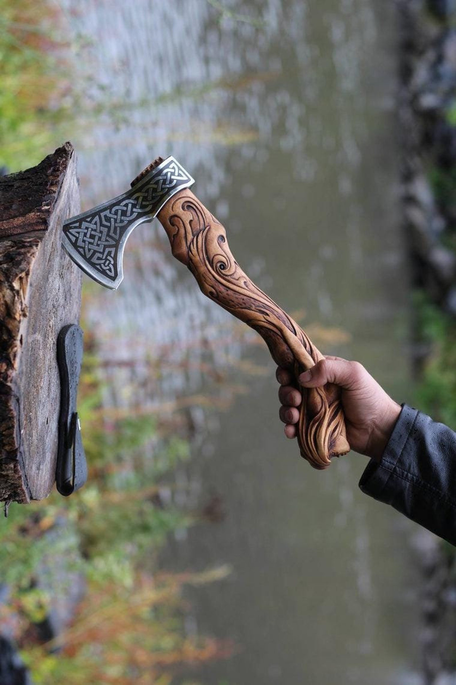 Beautiful Mermaid Viking Axe, Custom, Handmade Celtic Norse Axe, Gift for Him, Celtic Axe ...
