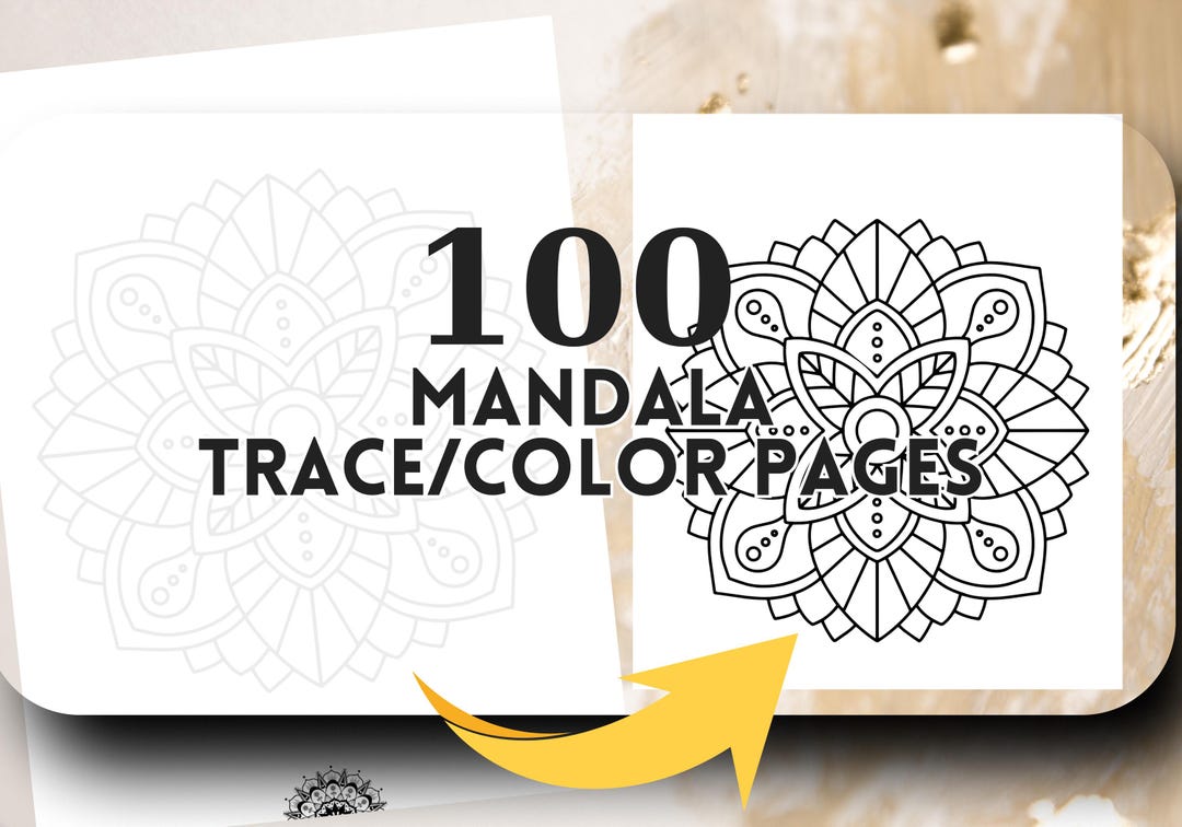 100 Mandala Trace Coloring Pages, Adult Coloring Page, Relaxing ...