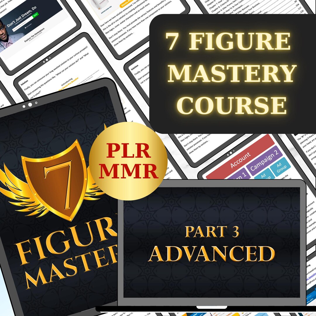 7 Figure Mastery Course MRR Master Resell Rights for Passive Income Digital Marketing Bundle ...